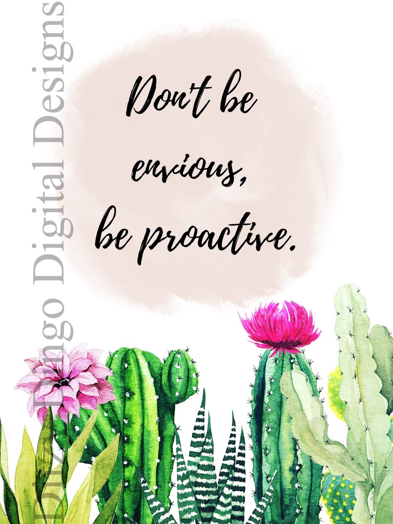 CACTUS GROWTH MINDSET Posters set of 8 Wall Art English | Etsy