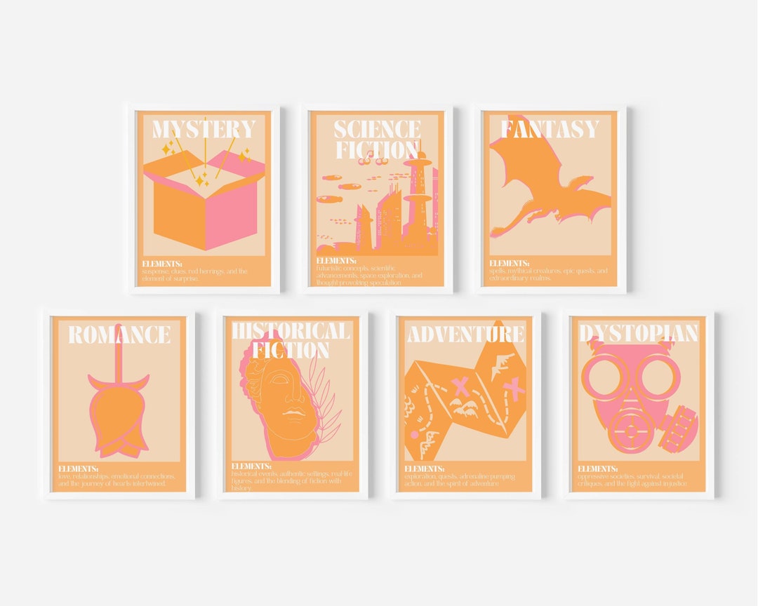 Literary Genre Classroom Posters: Boho English Teacher Decor (set of 8 ...