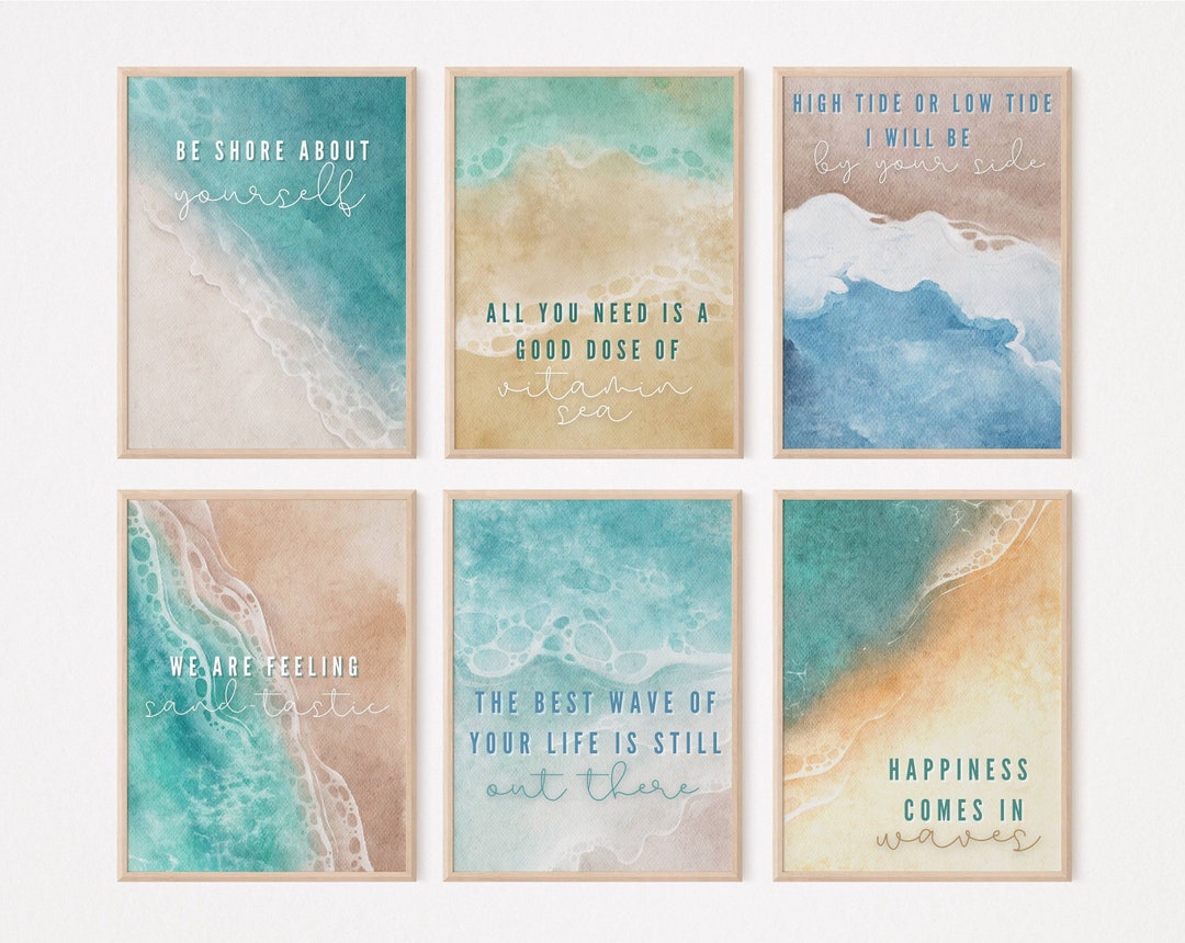 Coastal Beach Watercolor Poster Set: Positive Classroom Decor (digital ...
