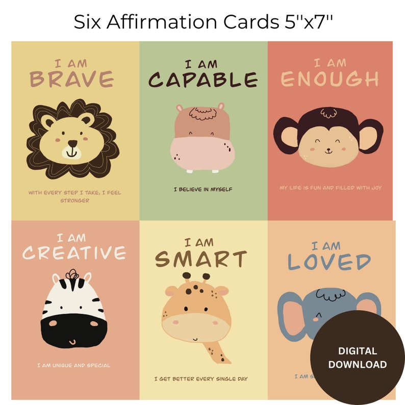 Affirmation Cards Printable Digital Art Toddler & Kids Motivational ...