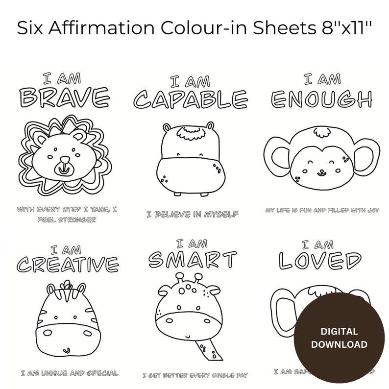 Affirmation Cards Printable Digital Art Toddler & Kids Motivational ...