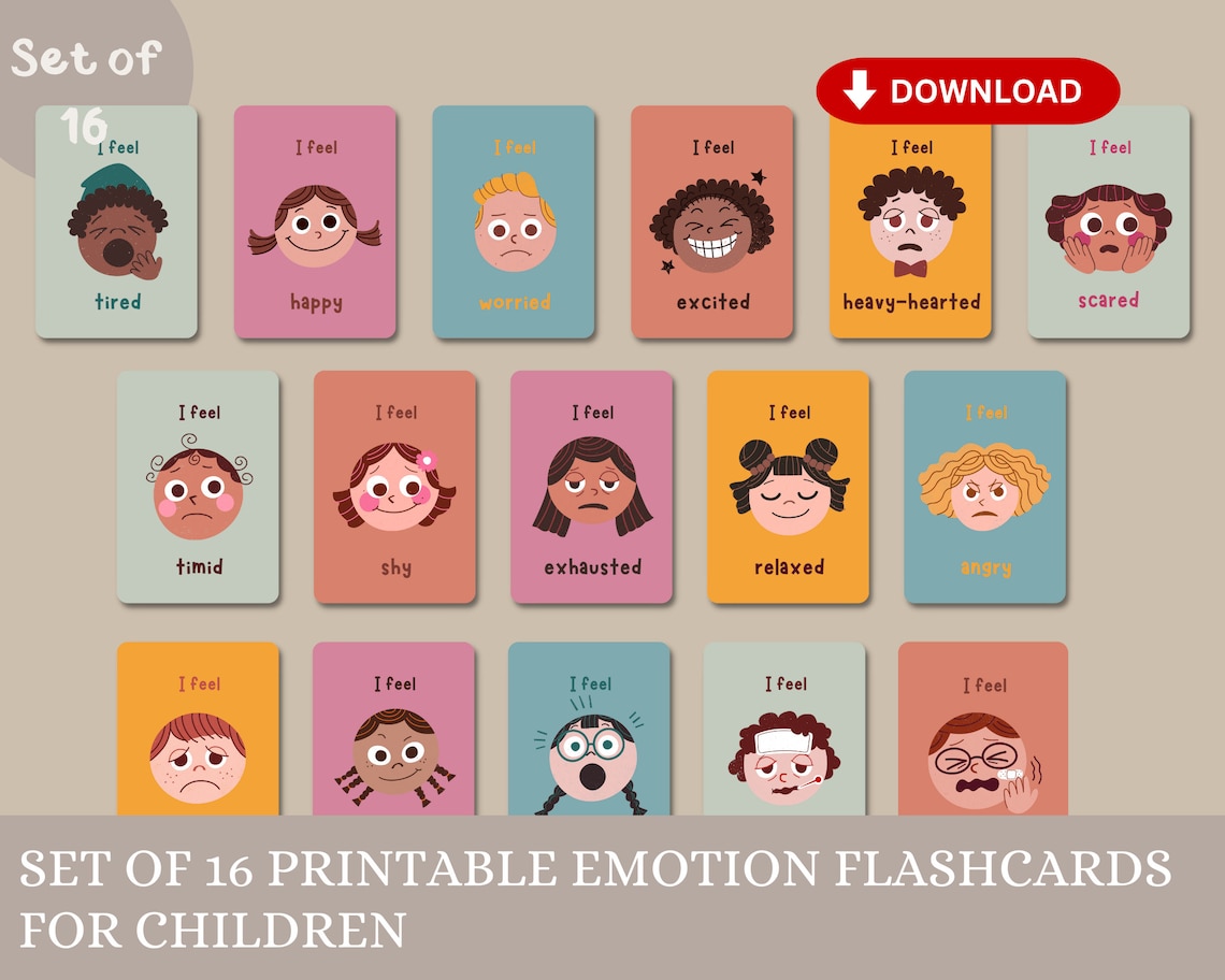 Emotional Cards for Children to Print, Emotion Cards, as PDF in A4 and ...