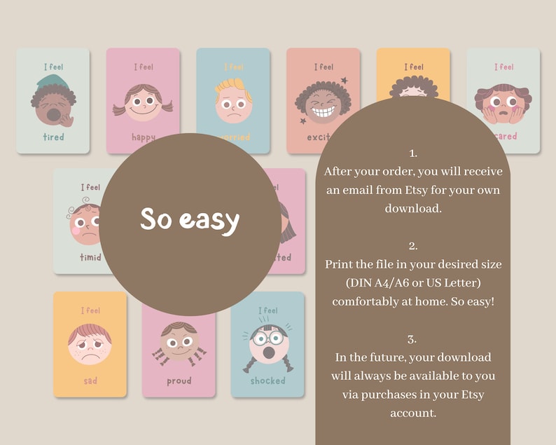 Emotional Cards for Children to Print, Emotion Cards, as PDF in A4 and ...