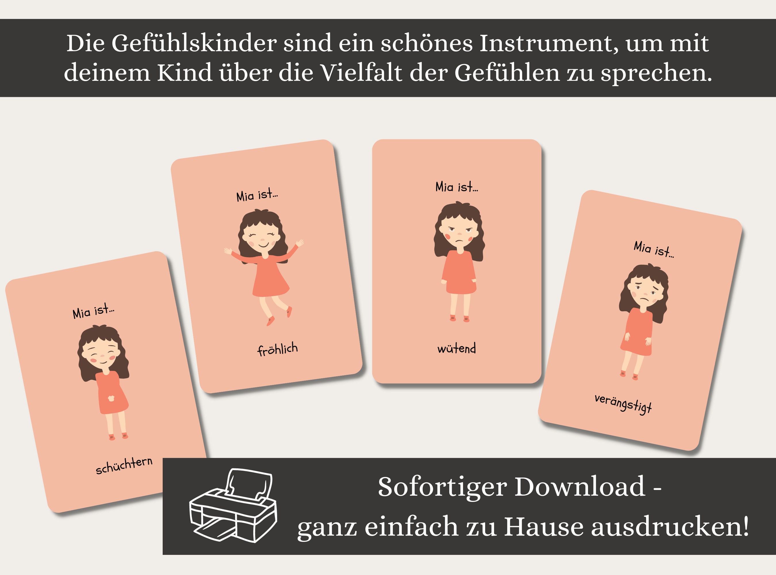 9 Emotional Cards for Children to Print Emotion Cards as PDF - Etsy