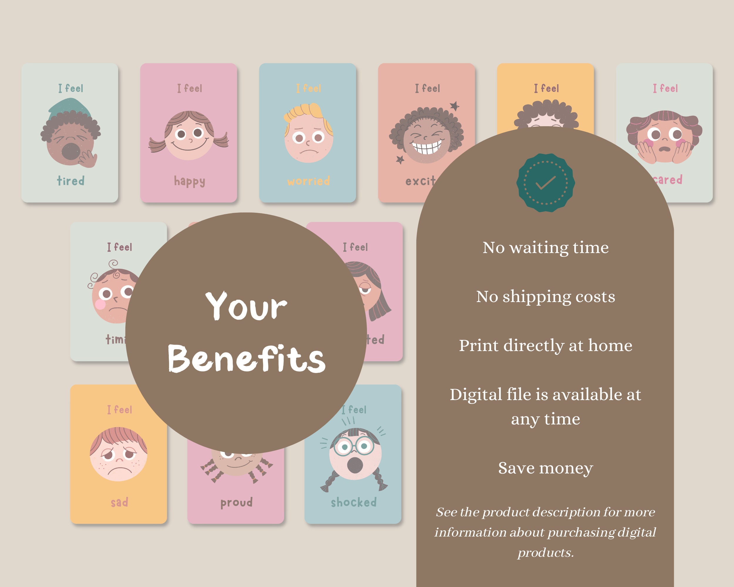 Emotional Cards for Children to Print, Emotion Cards, as PDF in A4 and ...