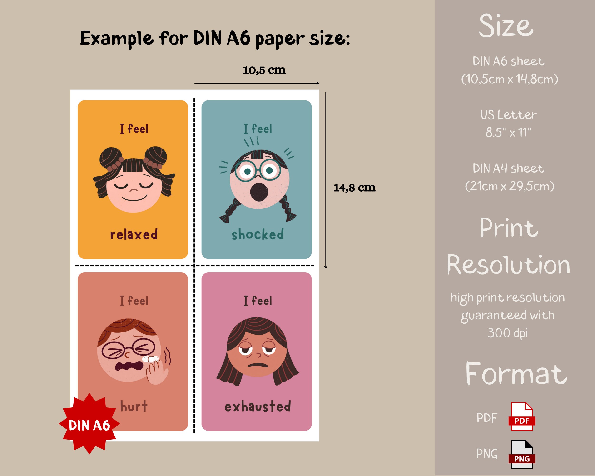 Emotional Cards for Children to Print, Emotion Cards, as PDF in A4 and ...