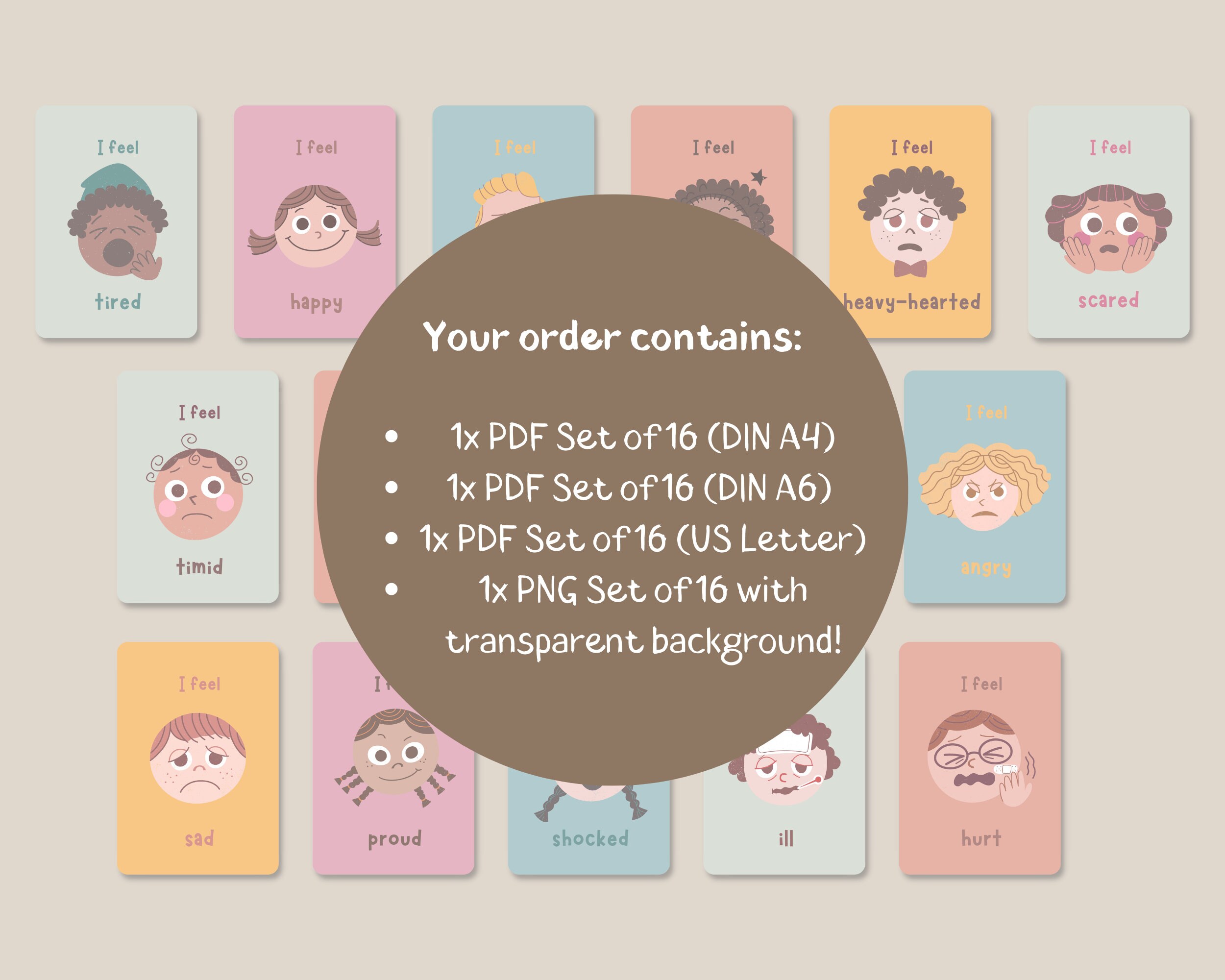 Emotional Cards for Children to Print, Emotion Cards, as PDF in A4 and ...