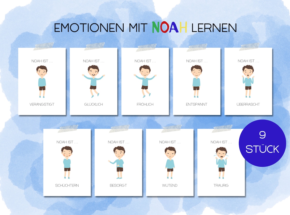9 Gefühlskarten Kinder zum Ausdrucken, als PDF in A4 und A6, Montessori ...