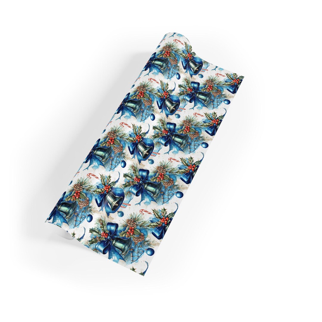 Blue Bells With Blue Bows Wrapping Paper Rolls, 1pc - Etsy