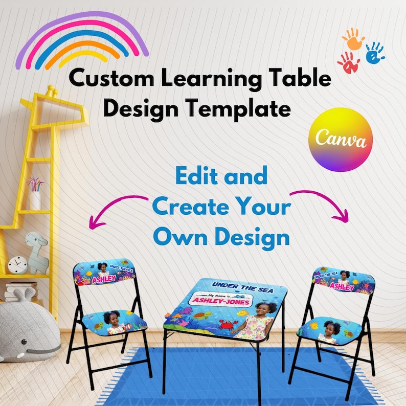 Custom Learning Table Design Template | Editable Canva Kids Table | Preschool Learning Furniture ...