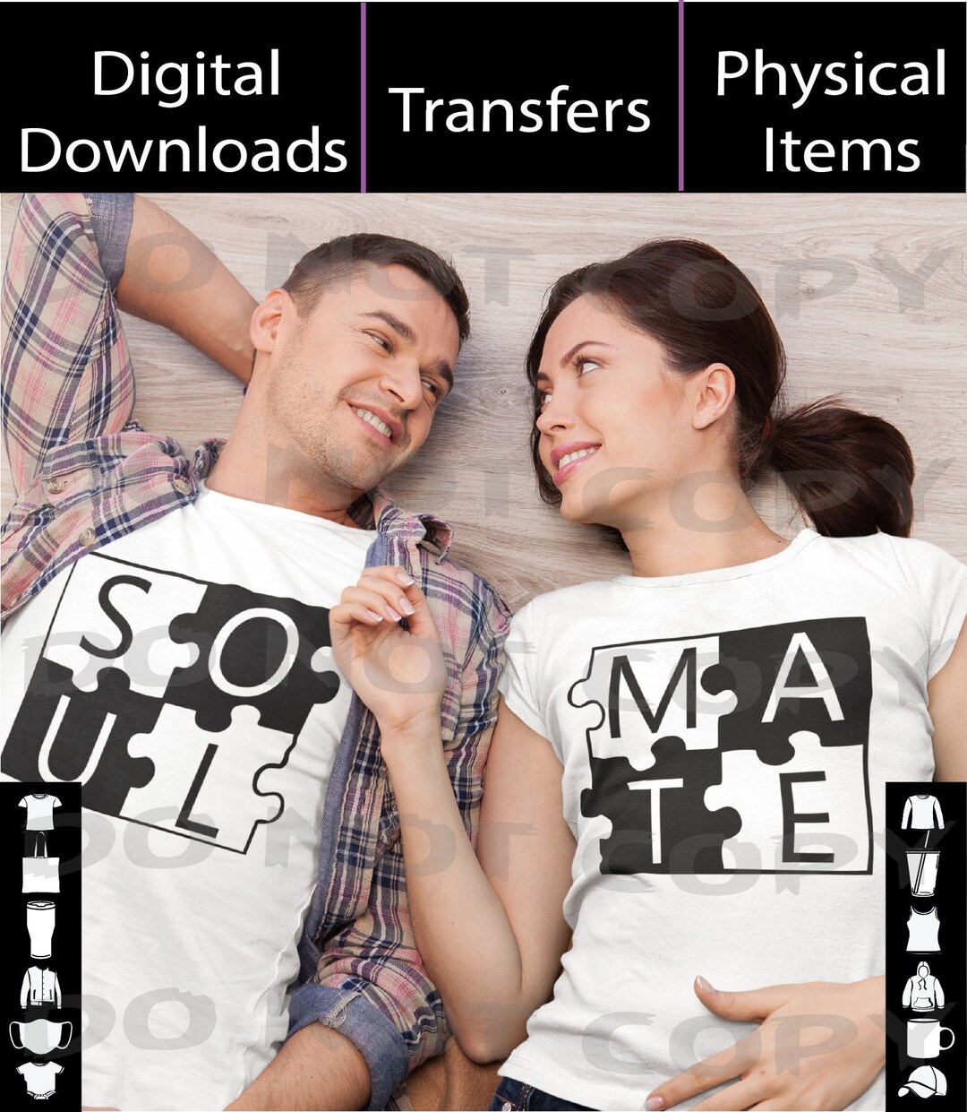 Soul Mate Couple's Design - Heat Transfers - Etsy