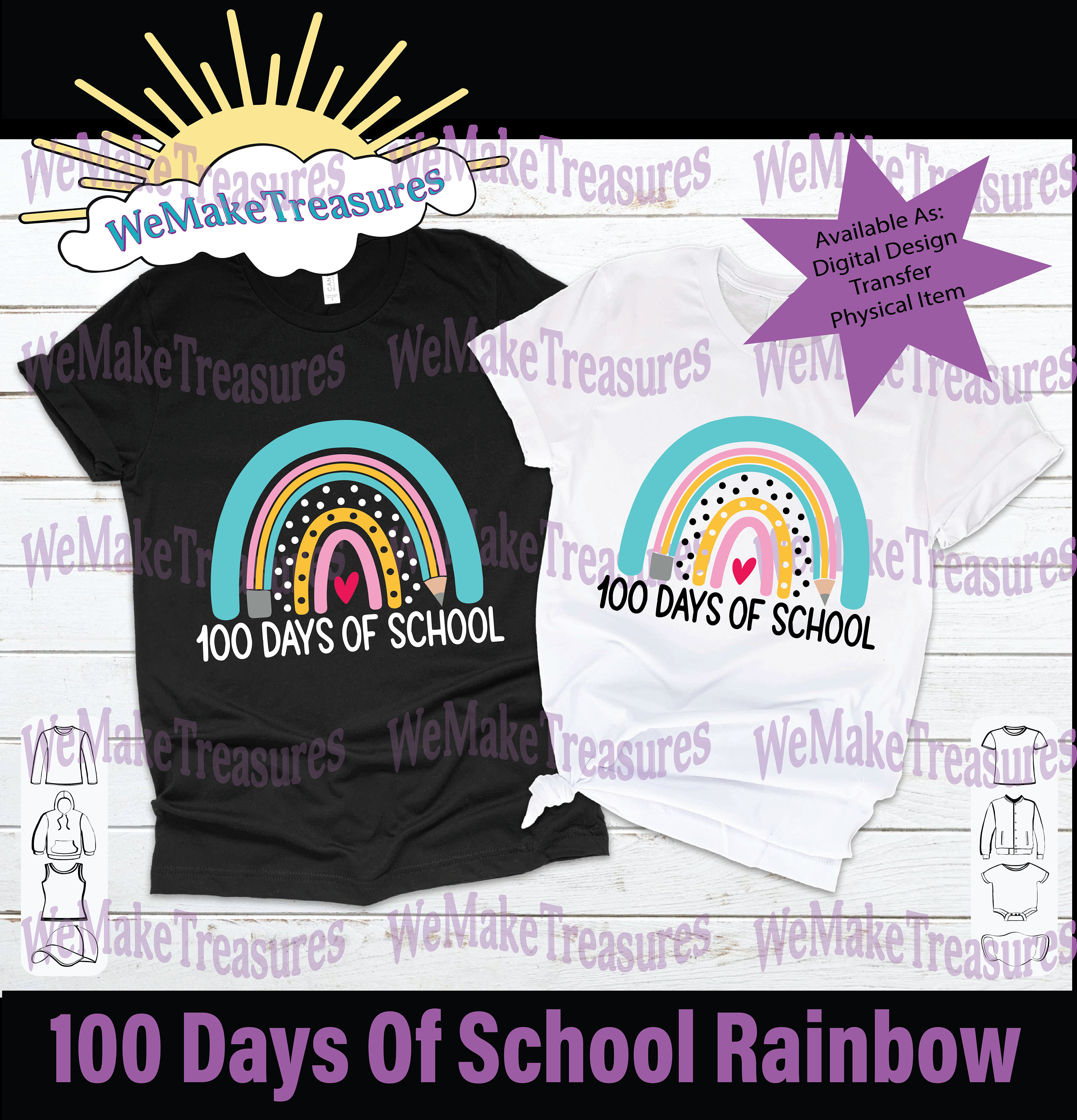 100 Days Rainbow Svg/png/mockup Digital Download | Etsy