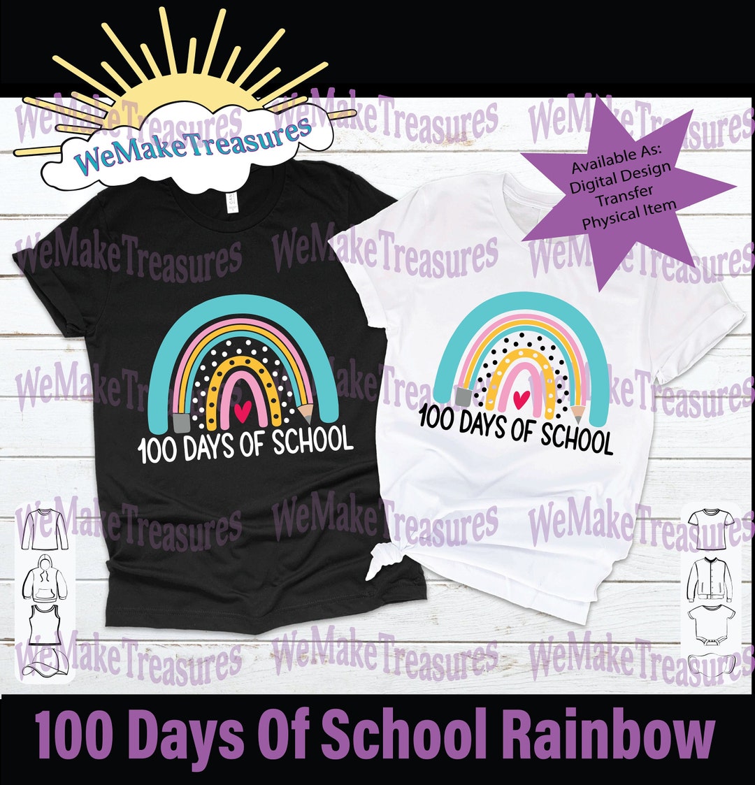 100 Days Rainbow - Svg/png/mockup Digital Download - Etsy