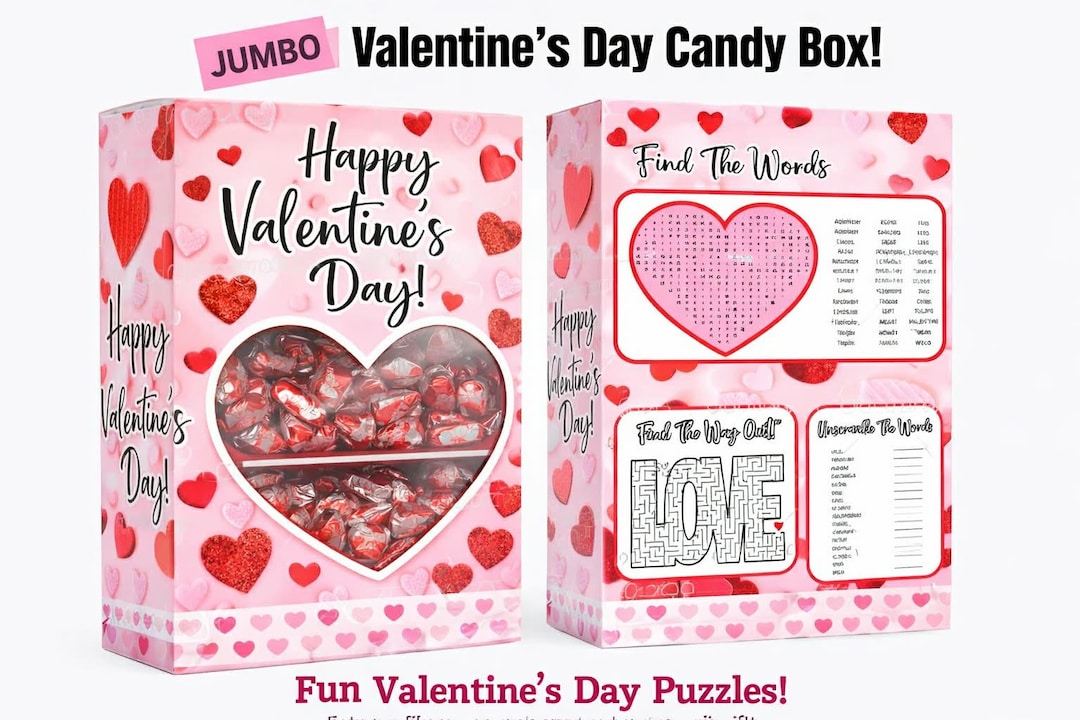 Jumbo Valentine’s Day Candy Box Template • Vending Machine • Holiday ...