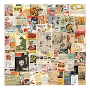 20 PC Cool Retro Advertisings, Old Movie Posters Newspaper Clips From ...