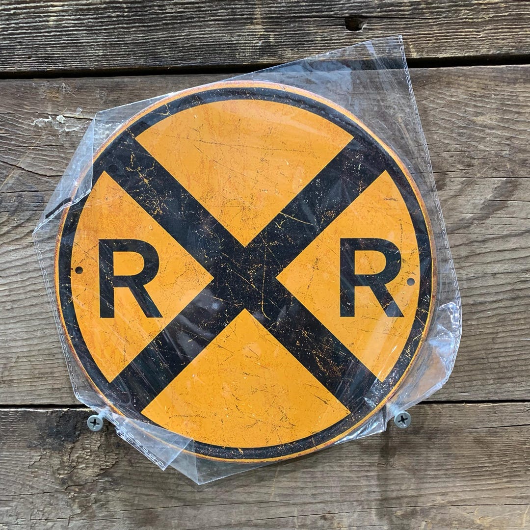 Railroad Crossing, Round, Tin Metal Sign, 7.5", NIP - Etsy