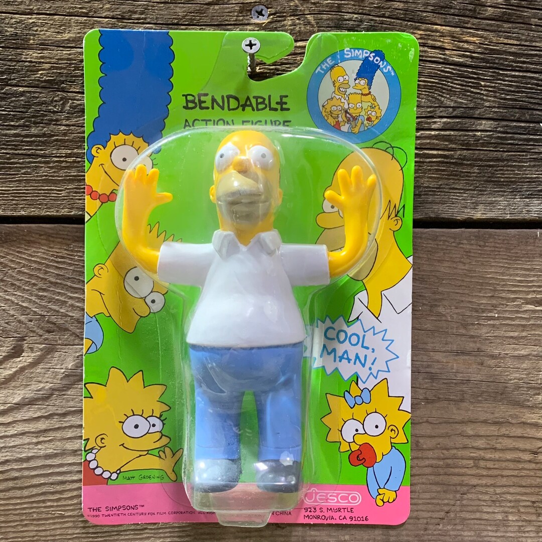 1990 Jesco, the Simpsons, Bendable Action Figure, Homer Simpson, NIP - Etsy
