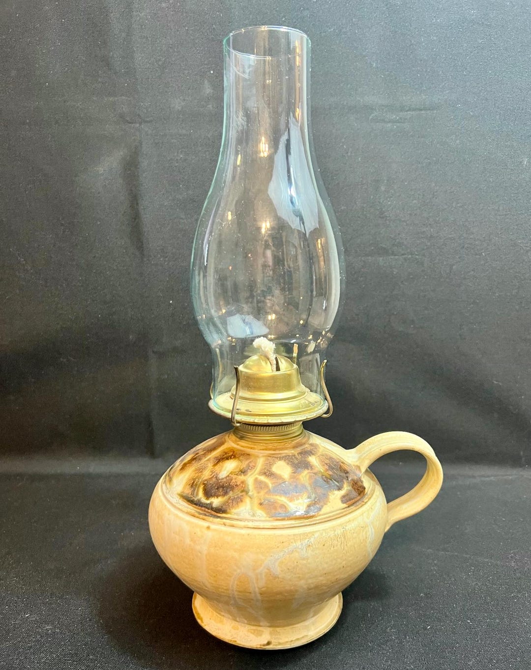 P&A Risdon MFG. Co., Stoneware Base, Oil Lamp, Glass Chimney, 14" - Etsy