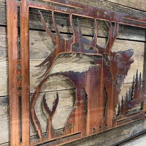 Rustic Metal Wall Art, Elk in Woods, Made by "kd" - Etsy