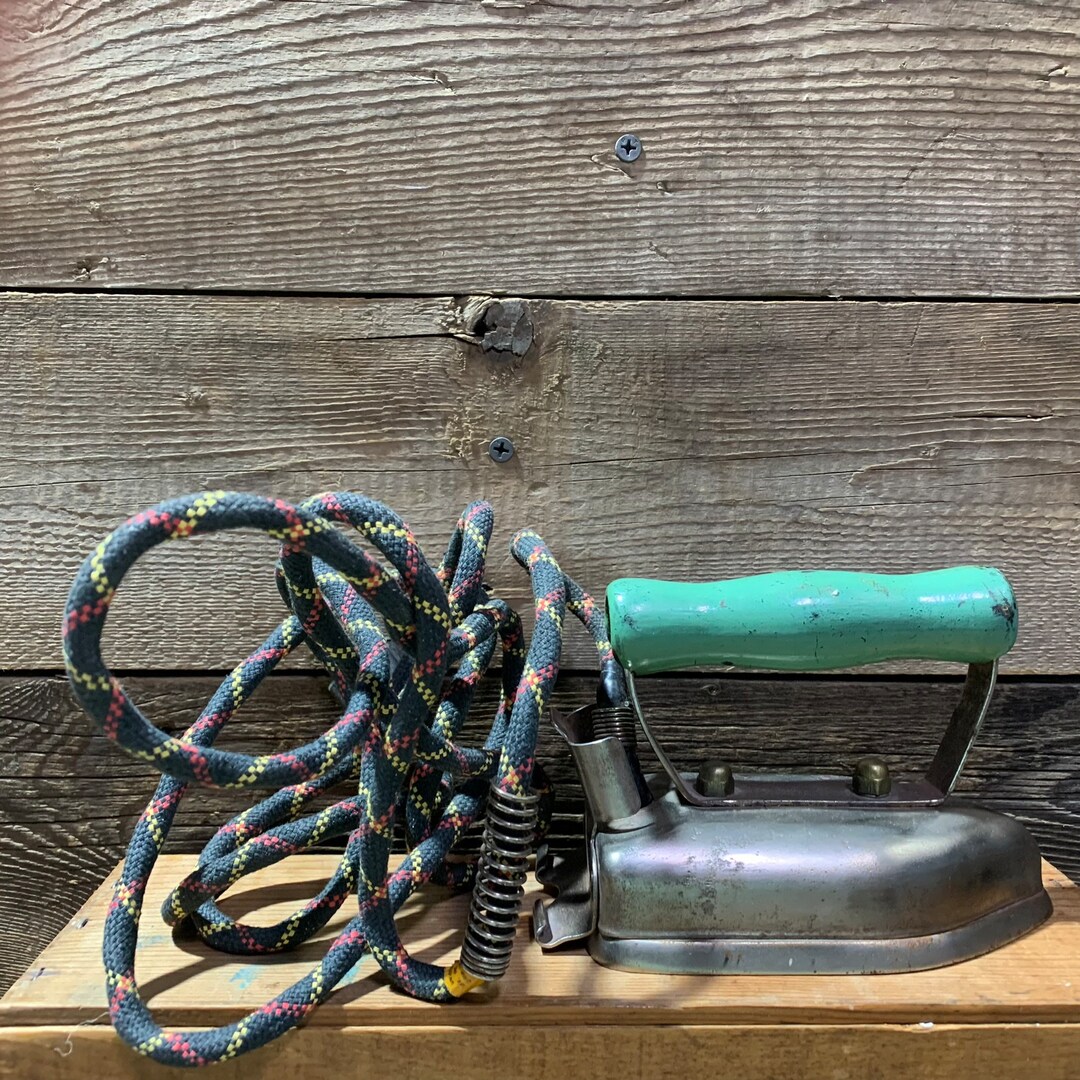Antique Electric Iron, Green Handle, T & W - Etsy