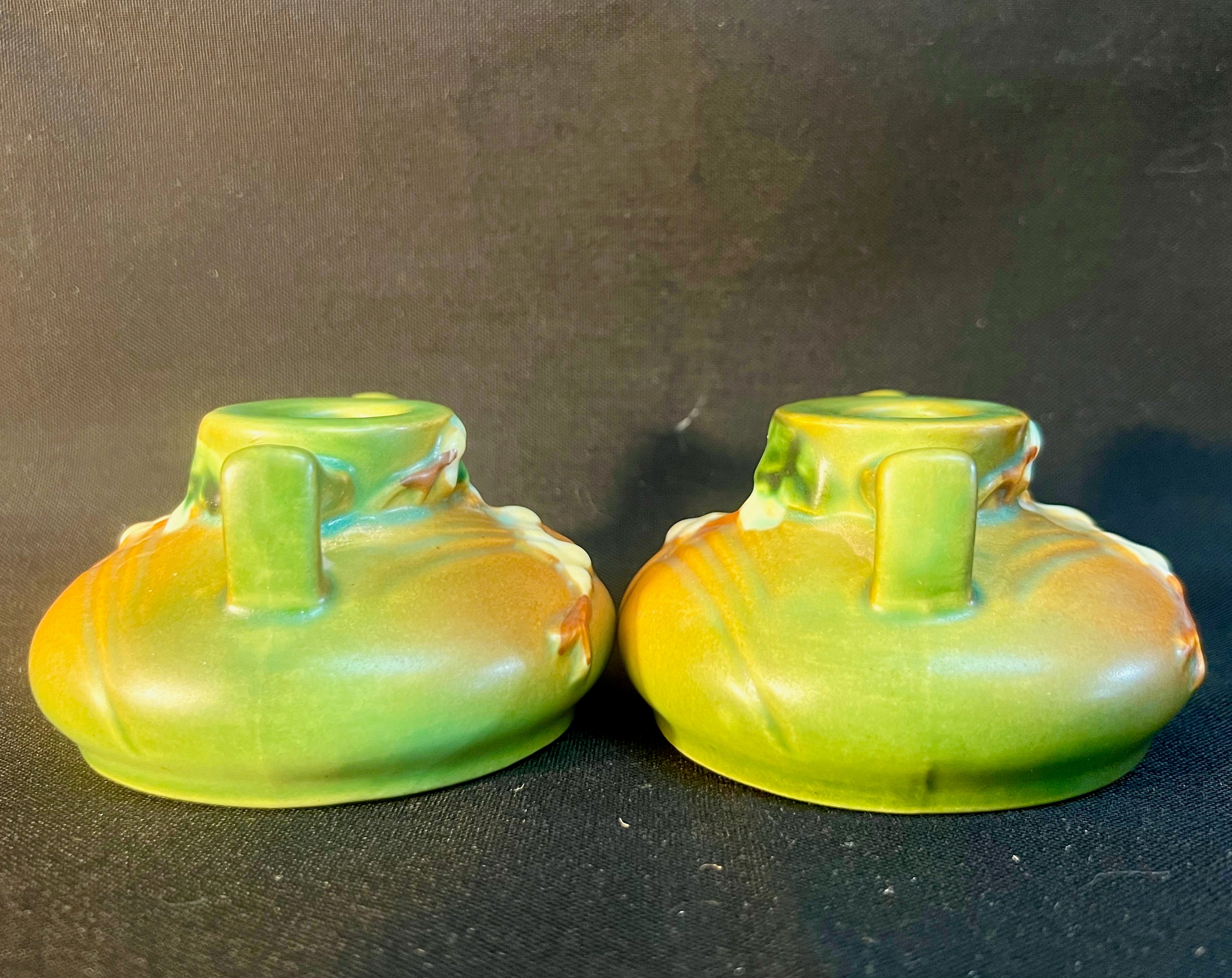 1940s Roseville Pottery, Snowberry 1CS1 Candlestick Holders, Green - Etsy