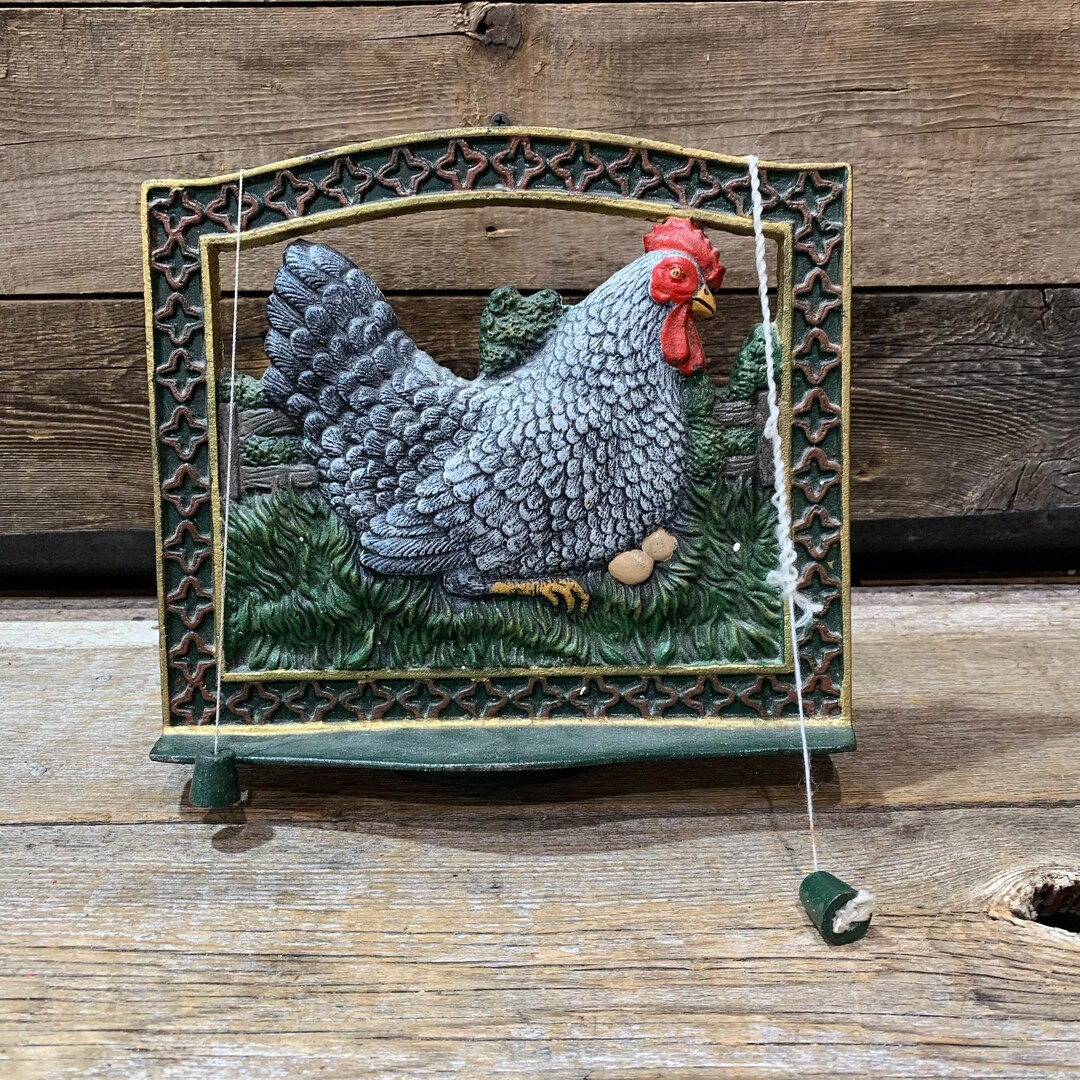 Vintage Cast Iron, Recipe Book Holder With Weights, Rooster, Dinner ...