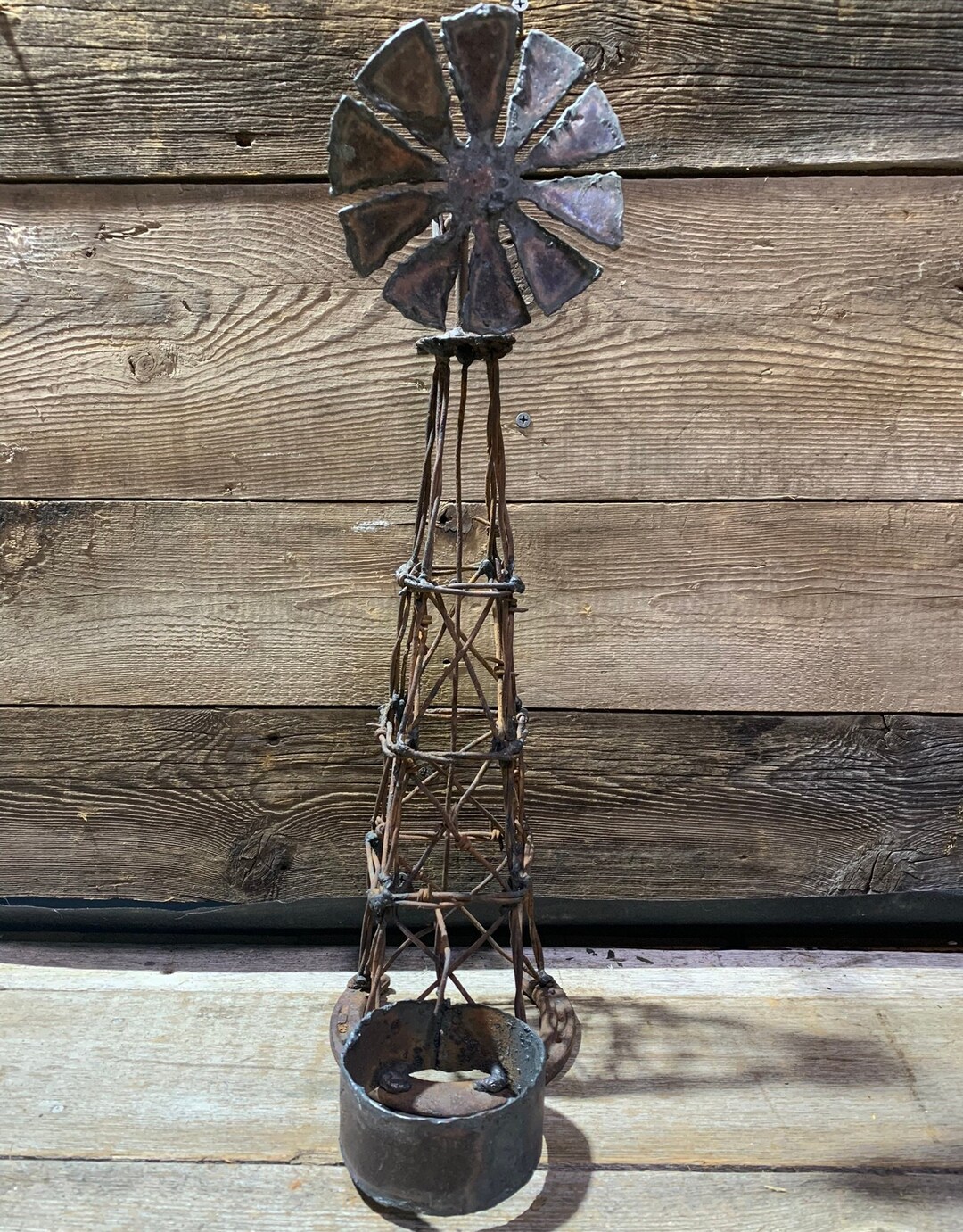 Windmill, Welded With Horseshoe & Barbwire, Metal Work Art, Handmade - Etsy