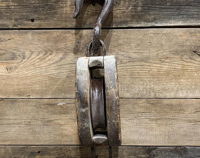 Antique Wood Single Wheel, Block & Tackle Pulley With Hook - Etsy