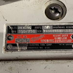 Milwaukee, Heavy Duty Bandsaw, 120V, No. 6236, in Case - Etsy