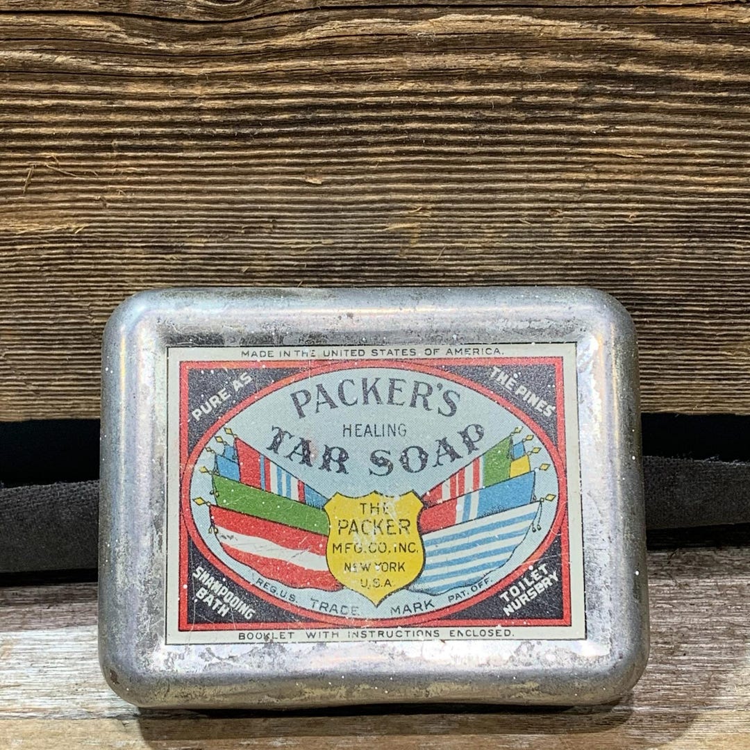 1940s the Packer MFG. CO., Packer's Healing Tar Soap Tin, "pure as the ...