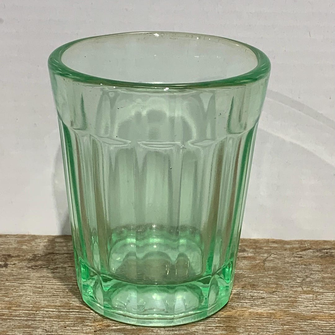 Vintage Anchor Hocking, Pillar Optic, Green Uranium Glass, 3.25 Shot ...
