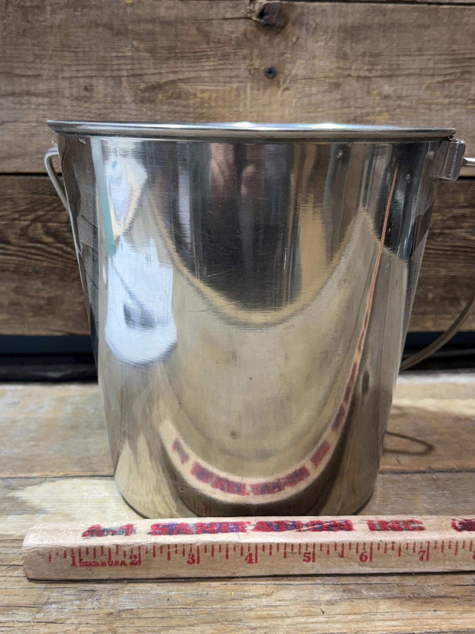 Stainless Steel Utility Pail, Milking Bucket, 1 Gallon, 7.5