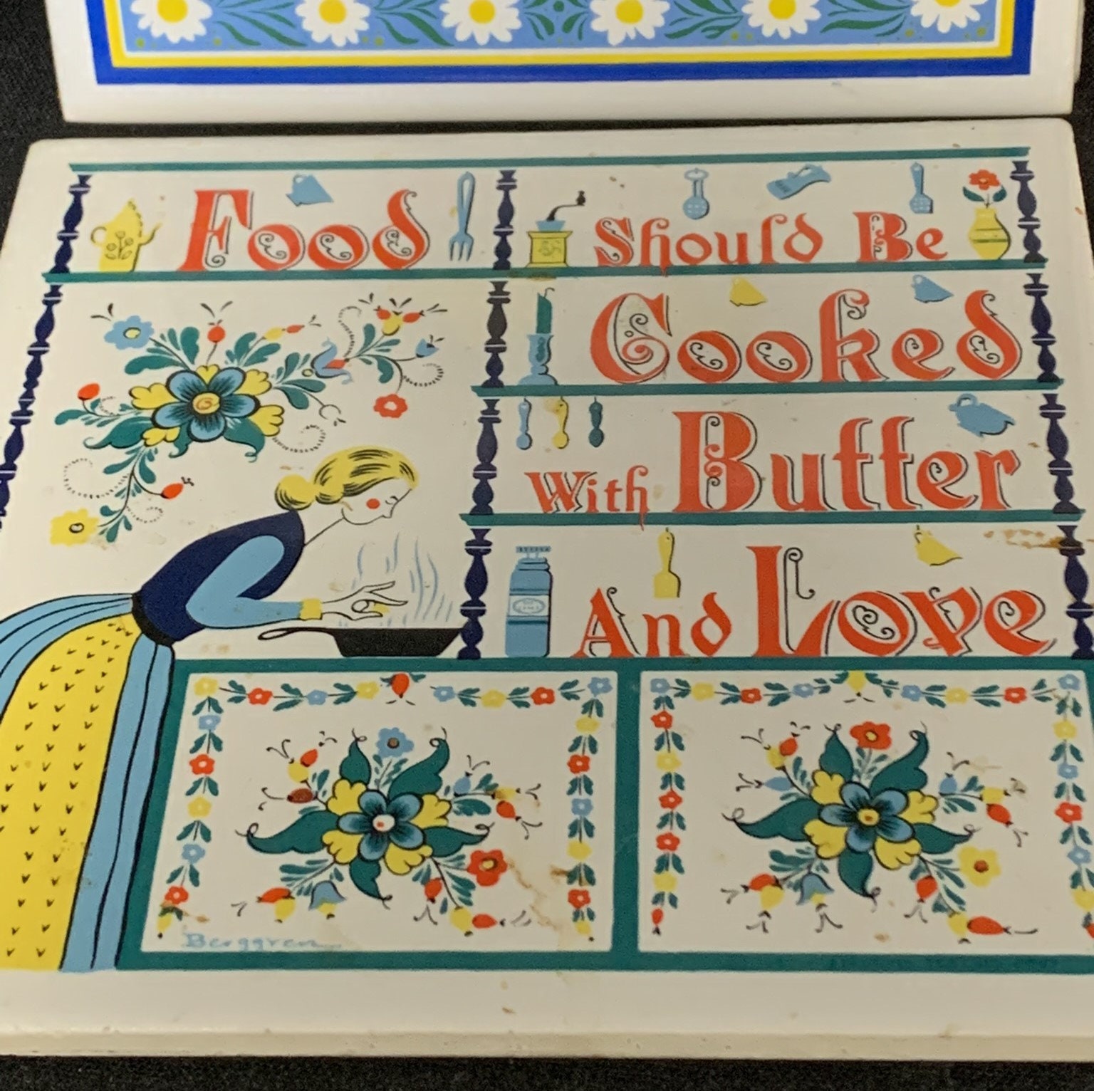 Vintage 1960s Berggren Trayner Corp Swedish Folk Art Tile Trivet - Etsy