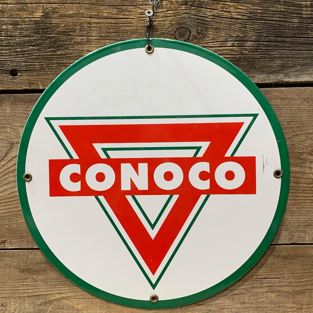Vintage Conoco, Porcelain Enamel Sign, White Back - Etsy
