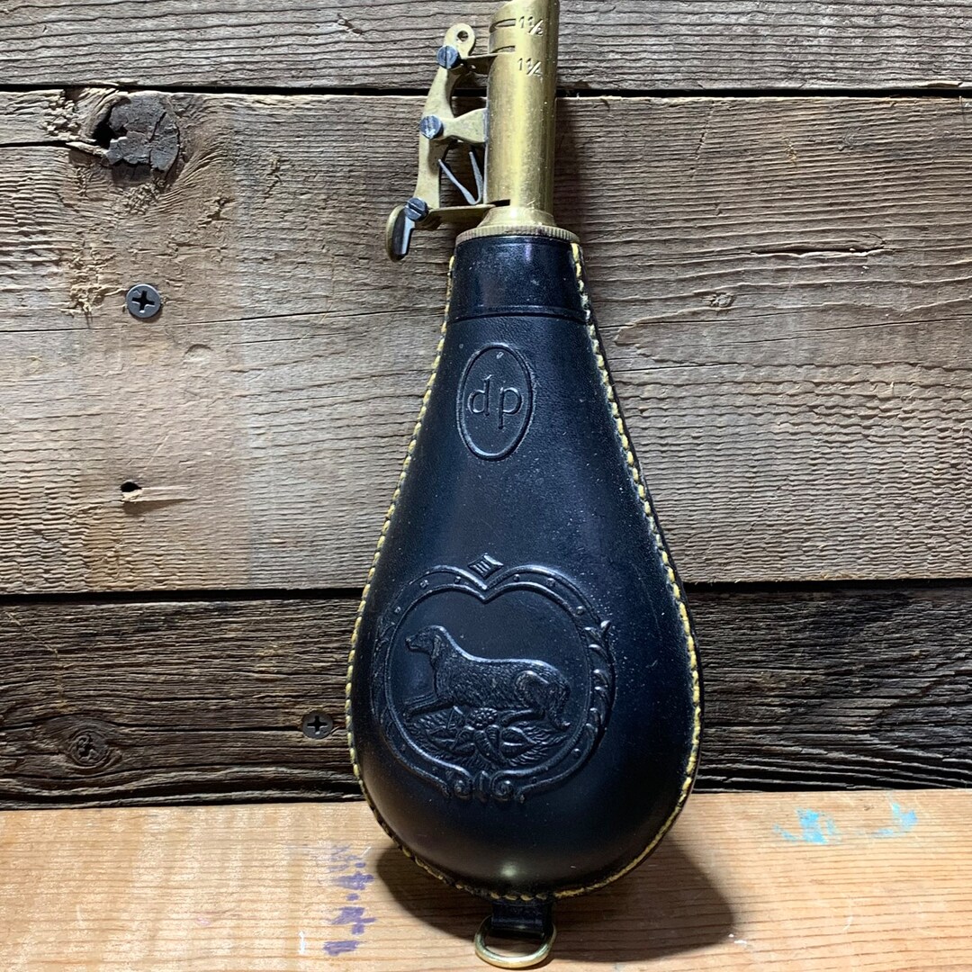 Vintage Davide Pedersoli, English Hard Leather, Powder Flask - Etsy