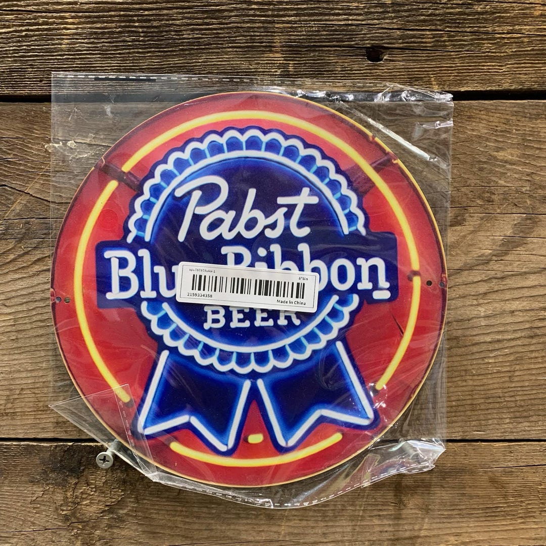Pabst Blue Ribbon, Round, Neon Light Look, Tin Metal Sign, NIP - Etsy