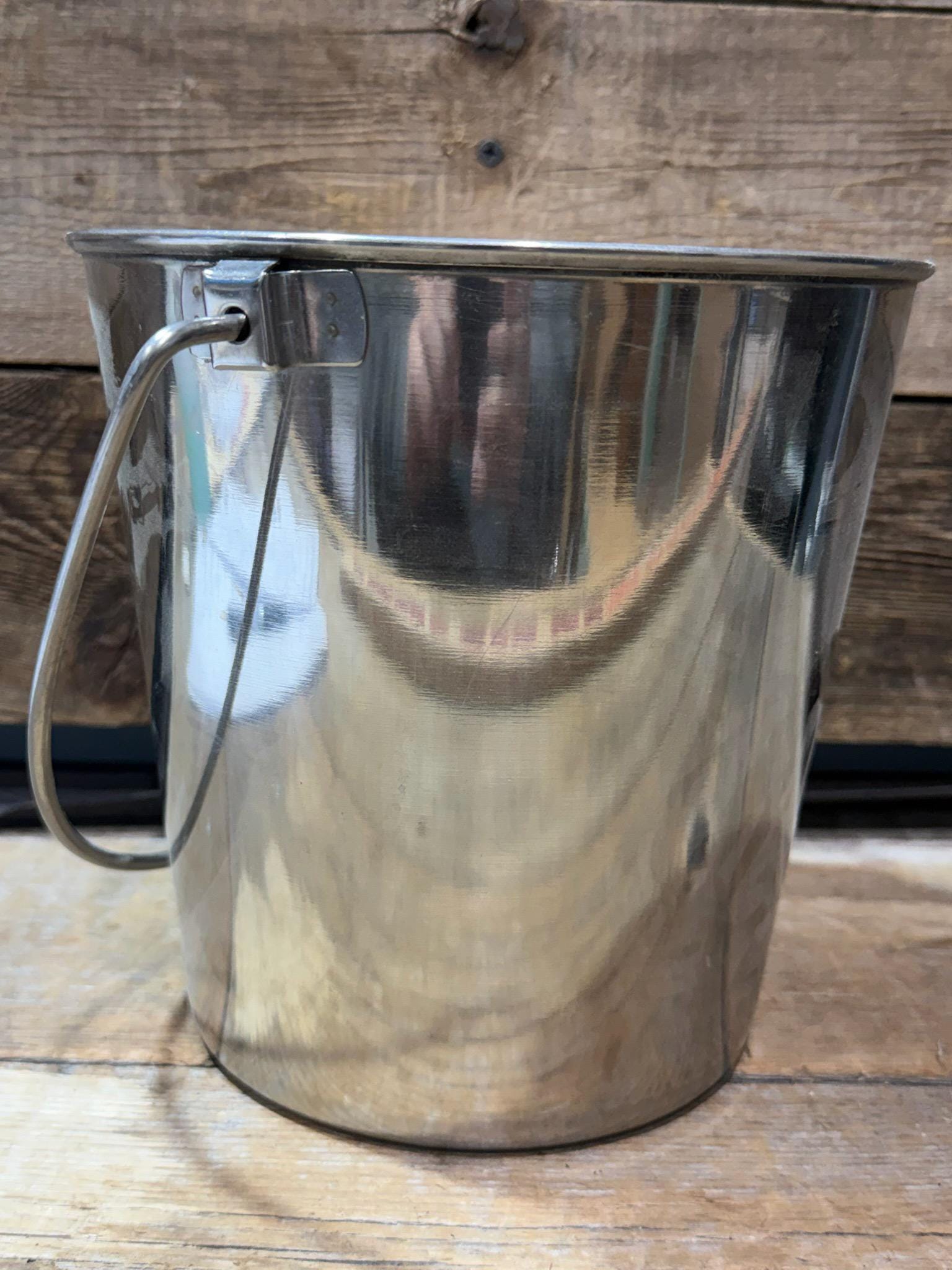 Stainless Steel Utility Pail, Milking Bucket, 1 Gallon, 7.5