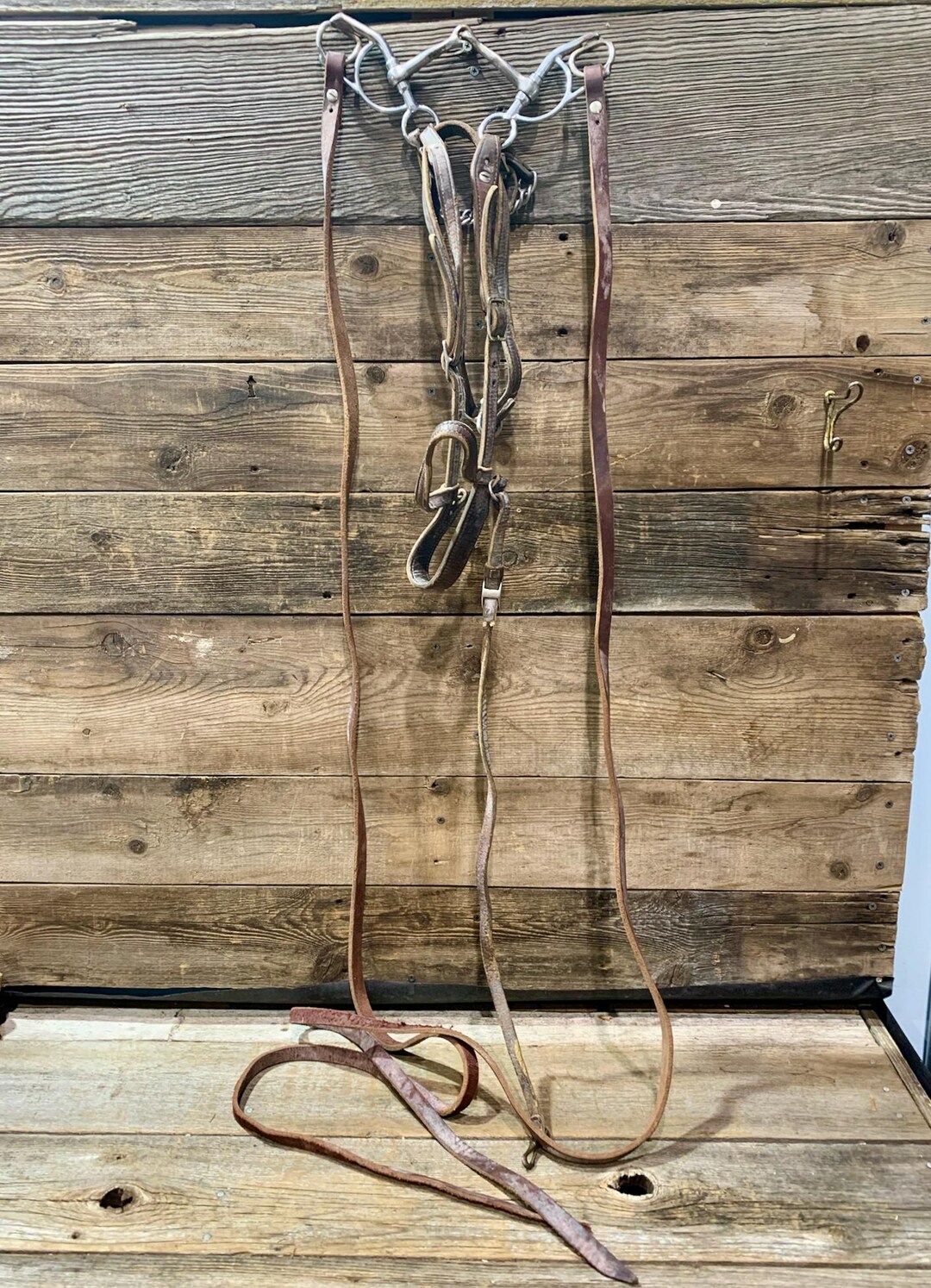 Vintage Horse Bridle, Leather With Metal/steel Bit - Etsy