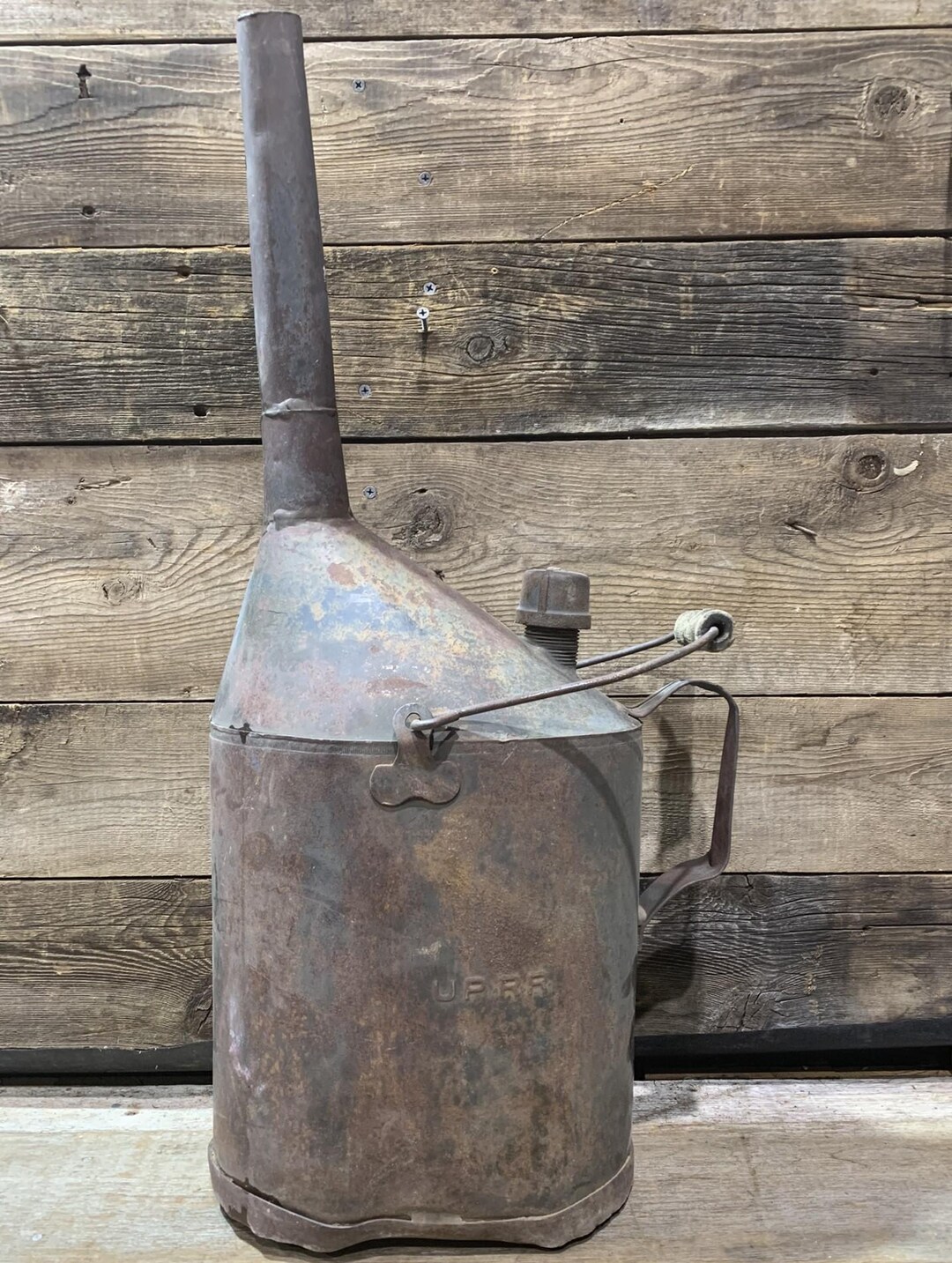 Vintage UPRR, Union Pacific Railroad, Galvanized Metal, Long Neck Oil ...