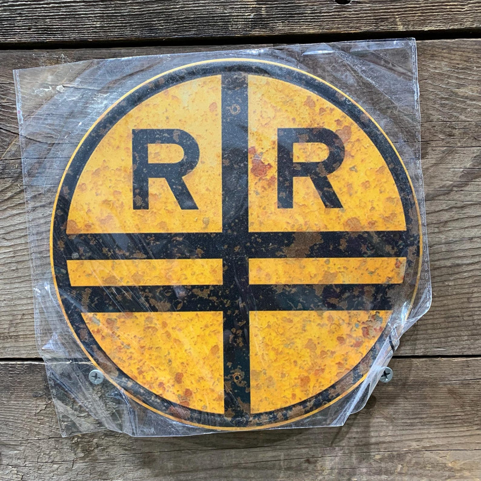 Railroad Crossing, Round, Tin Metal Sign, 7.5", NIP - Etsy