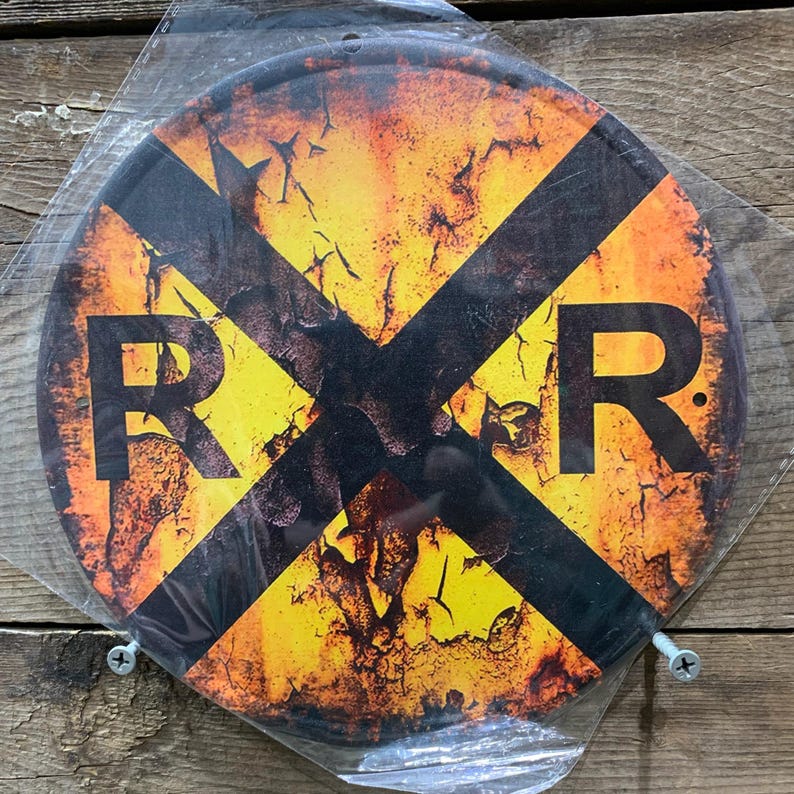Railroad Crossing, Round, Tin Metal Sign, 7.5", NIP - Etsy
