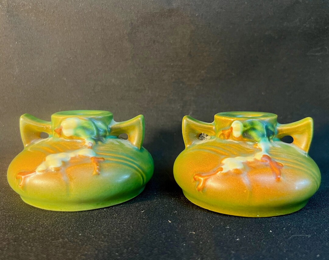 1940s Roseville Pottery, Snowberry 1CS1 Candlestick Holders, Green - Etsy