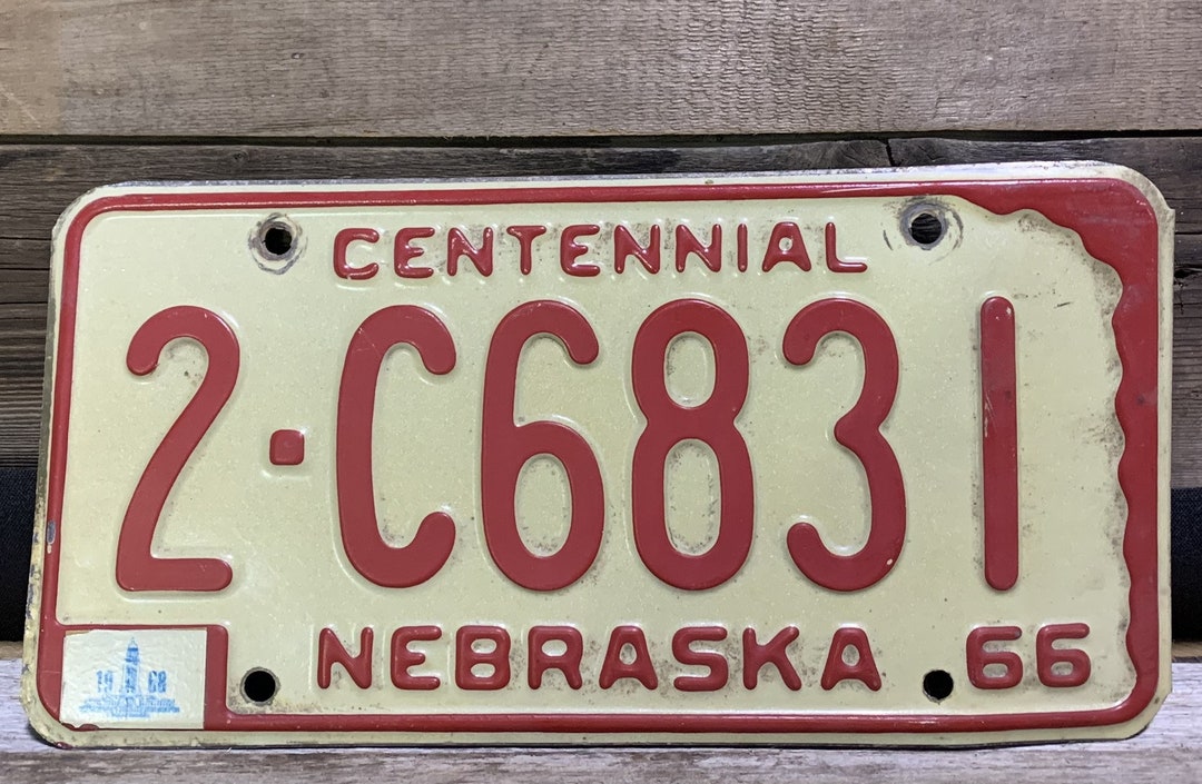 1966 Nebraska, Centennial License Plate, 2-C6831 - Etsy