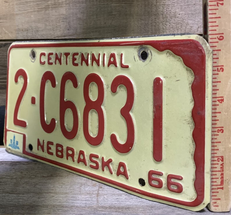 1966 Nebraska, Centennial License Plate, 2-C6831 - Etsy