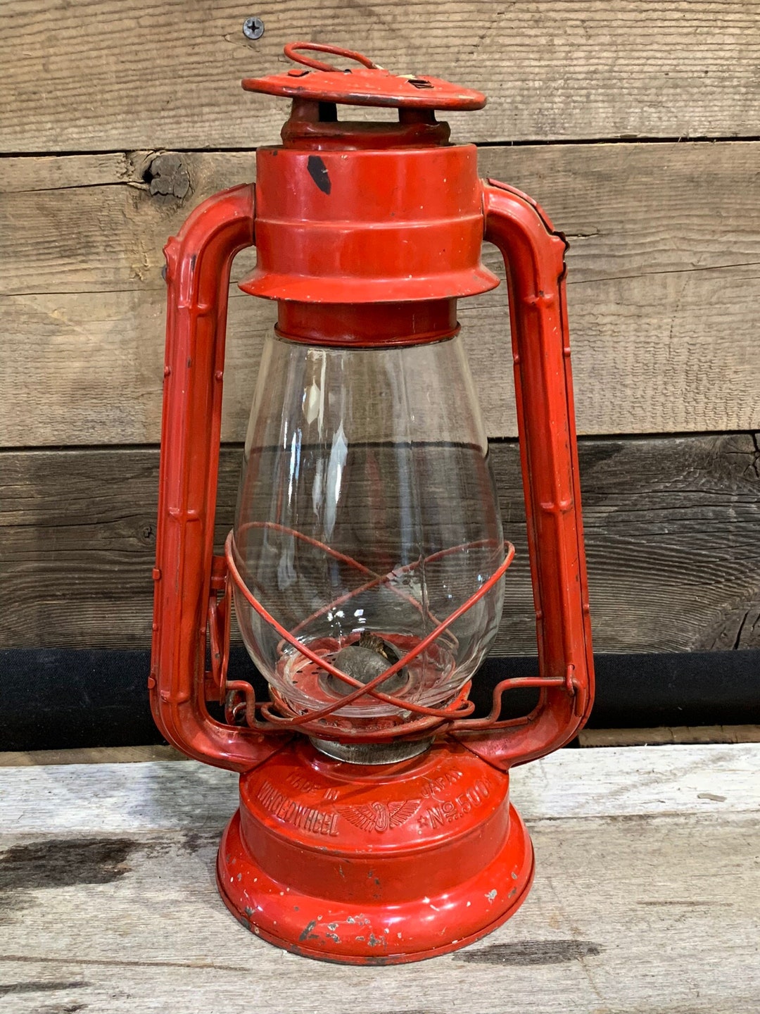 Winged Wheel No. 500 Lantern, Red, Clear Globe - Etsy