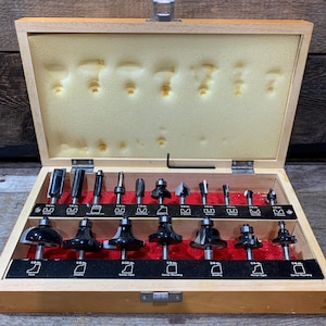 Mastergrip, 18 Piece Router Bit Set, in Wood Case - Etsy