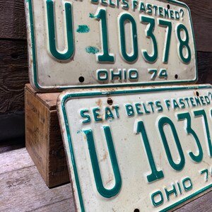 Rustic 1974 Ohio Farm License Plate Set, Seat Belts Fastened?, White - Etsy