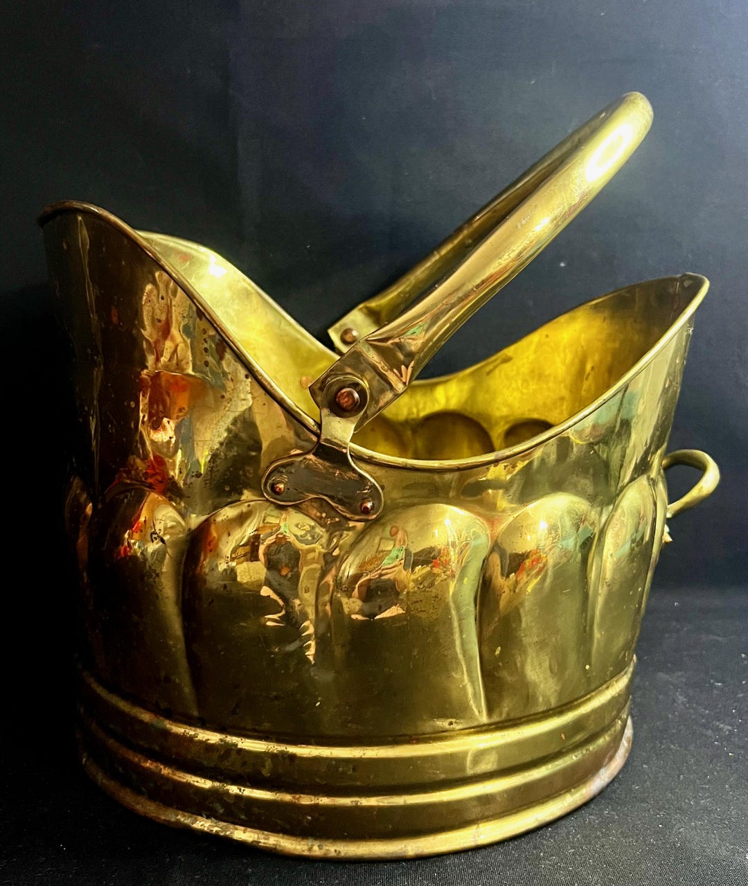 Antique Hammered Brass Coal Scuttle Bucket - Etsy