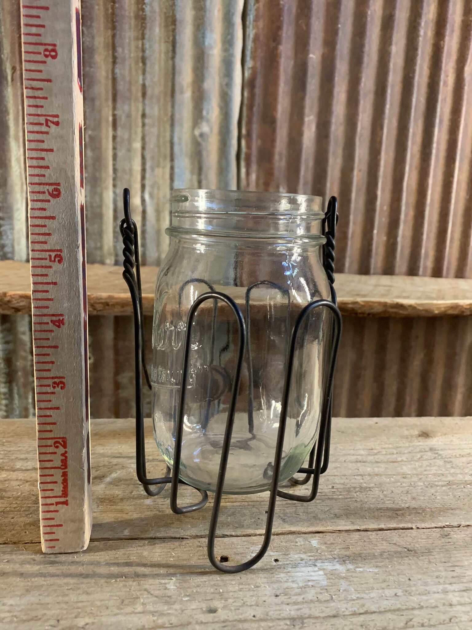 Vintage Mason Jar, Kerr Self Sealing Jar in Wire Holder, Wood Handle - Etsy