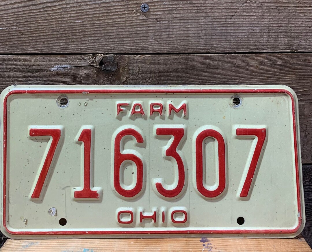 Rustic 1960s Ohio Farm License Plate, White - Etsy